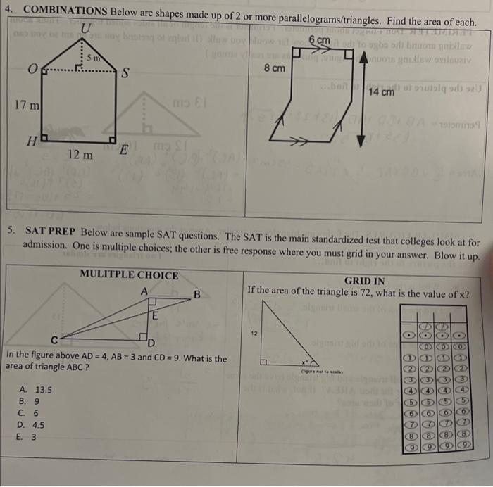 Solved 4. COMBINATIONS Below are shapes made up of 2 or more | Chegg.com