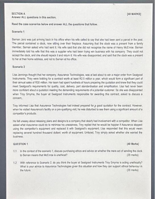 Solved SECTION A Answer ALL questions in this section. Read | Chegg.com