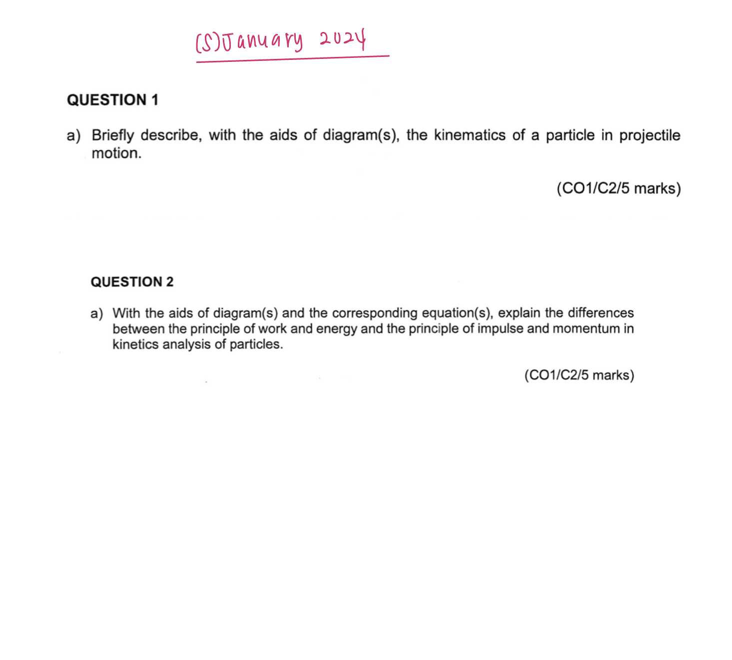 Solved (DYNAMICS)January 2024QUESTION 1a) ﻿Briefly describe, | Chegg.com