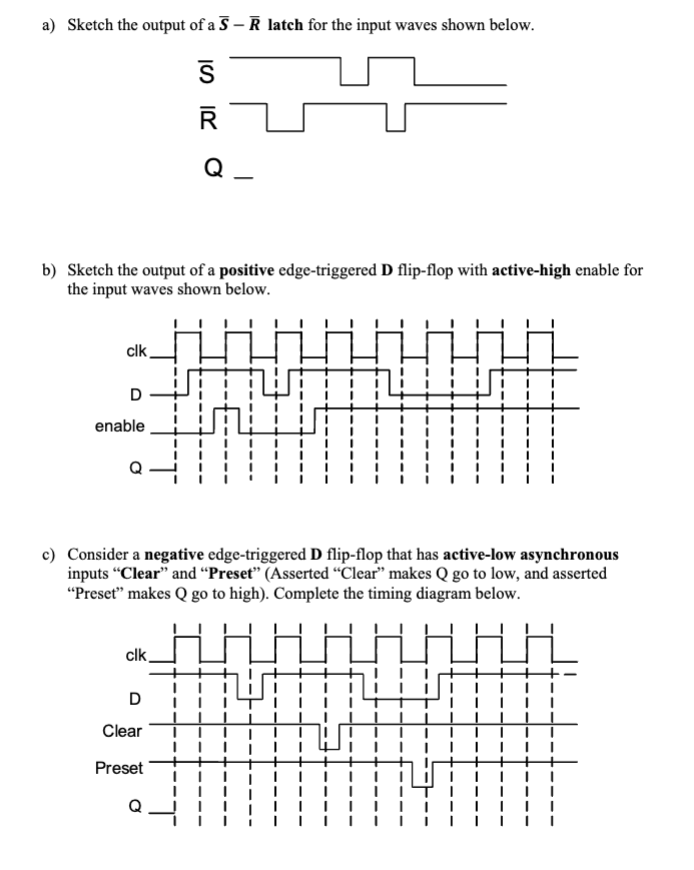 Solved a) ﻿Sketch the output of a ?bar (S)-bar (R) ﻿latch | Chegg.com