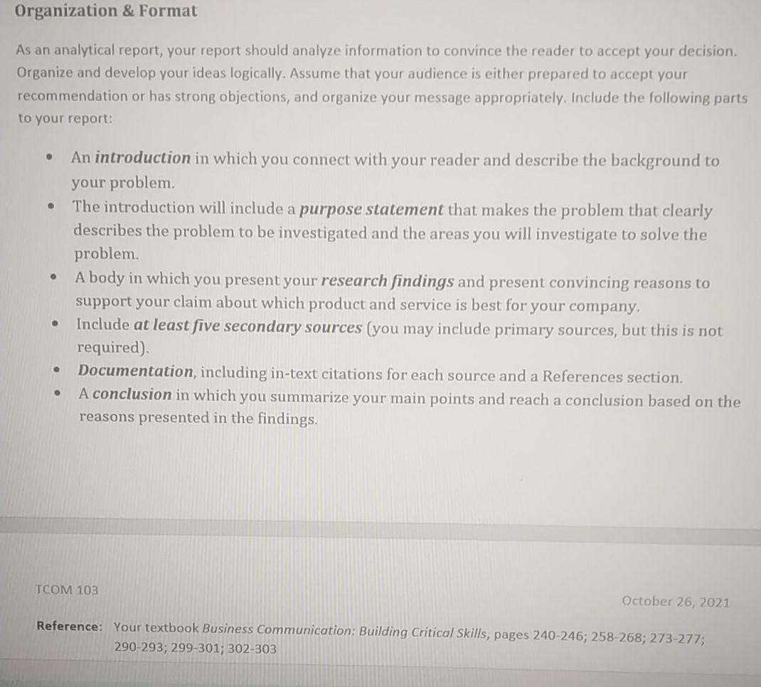 Solved Assignment - Justification Report Assignment: Write a | Chegg.com