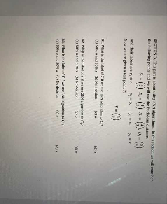 Solved SECTION B. This part is about using KNN algorithms. | Chegg.com
