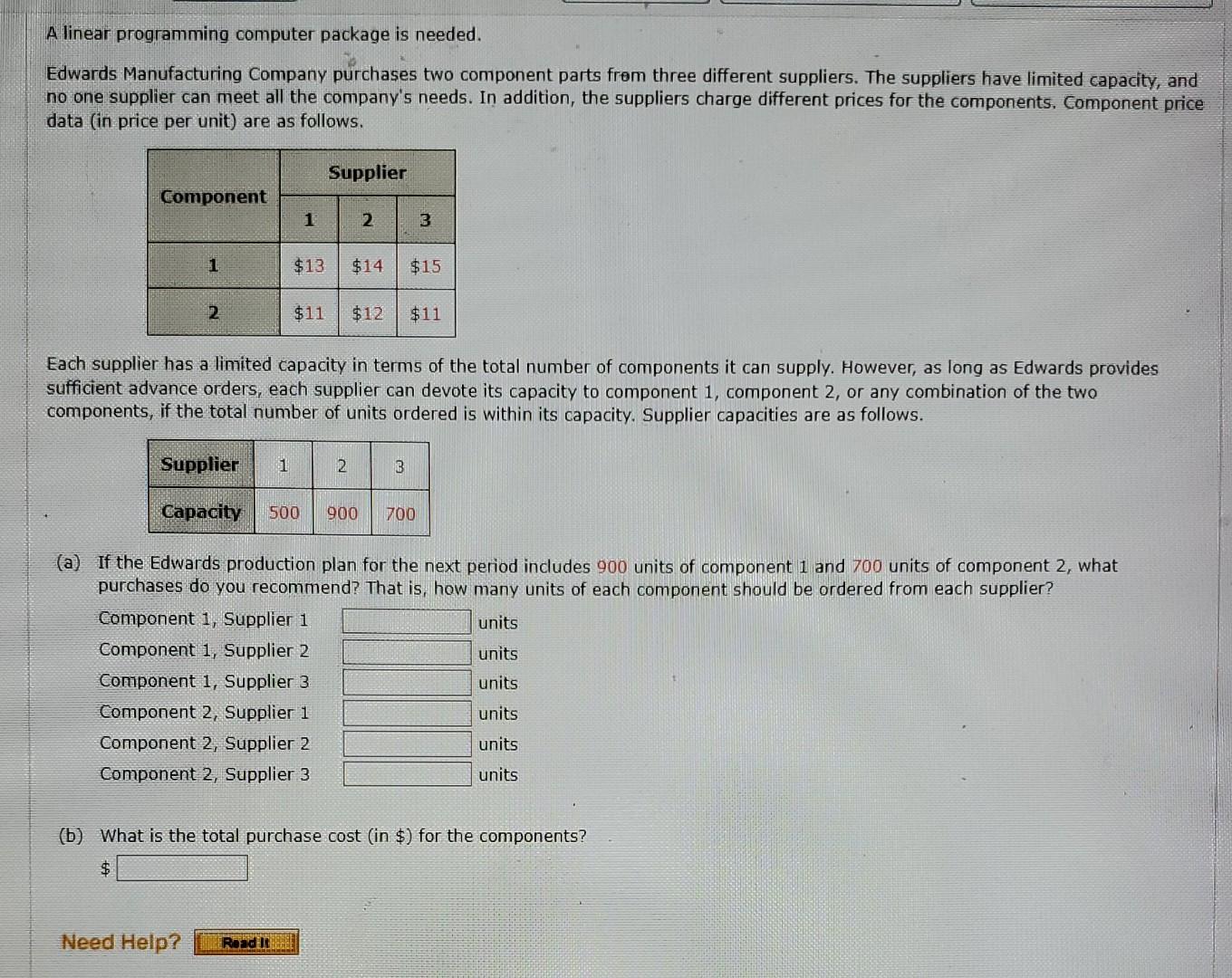 Solved A linear programming computer package is needed. | Chegg.com