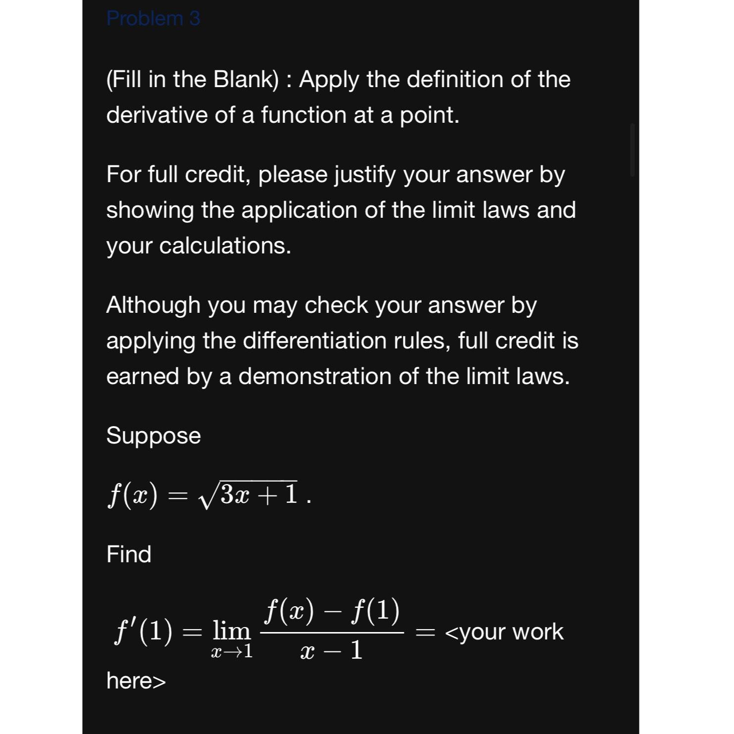 Solved (Fill in the Blank) ﻿: Apply the definition of the | Chegg.com
