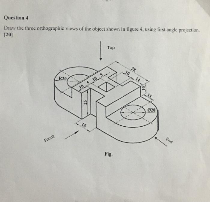 Solved Draw the three orthographic views of the object shown | Chegg.com