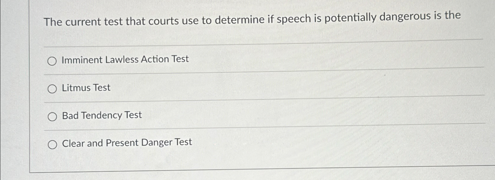Solved The current test that courts use to determine if | Chegg.com