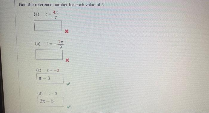 Solved Find the reference number for each value of t. (a) | Chegg.com