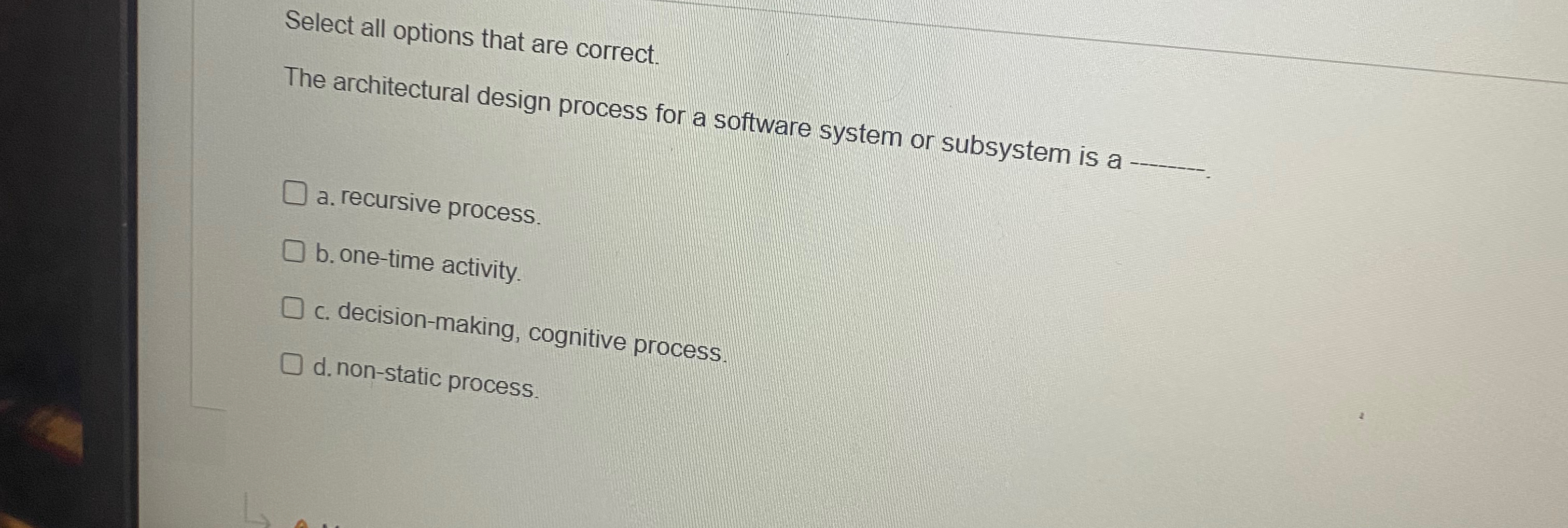 Solved Select all options that are correct.The architectural | Chegg.com
