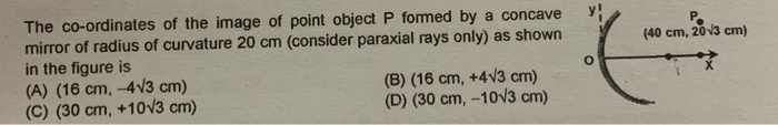 Solved The co-ordinates of the image of point object P fomed | Chegg.com