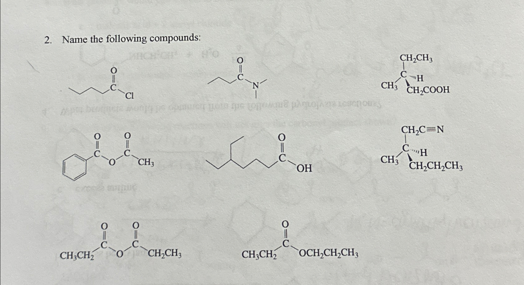 Solved Name the following compounds: | Chegg.com
