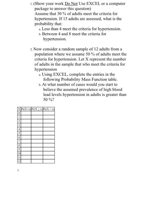 Solved 1. (Show your work Do Not Use EXCEL or a computer | Chegg.com
