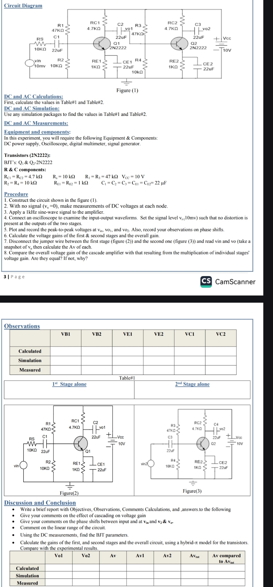 Solved DC and AC ﻿Calculations:First, calculate the values | Chegg.com