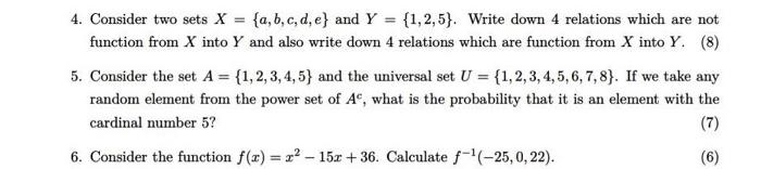 Solved 4. Consider two sets X={a,b,c,d,e} and Y={1,2,5}. | Chegg.com