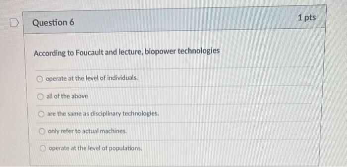 According to Foucault and lecture, biopower | Chegg.com