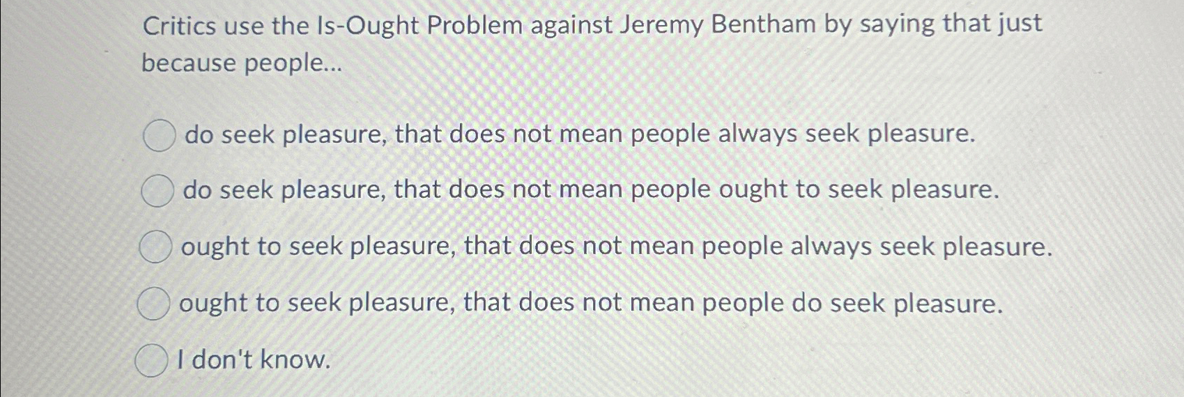 Solved Critics use the Is-Ought Problem against Jeremy | Chegg.com