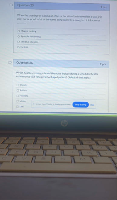 Question 252 ﻿ptsWhen the preschooler is using all of | Chegg.com