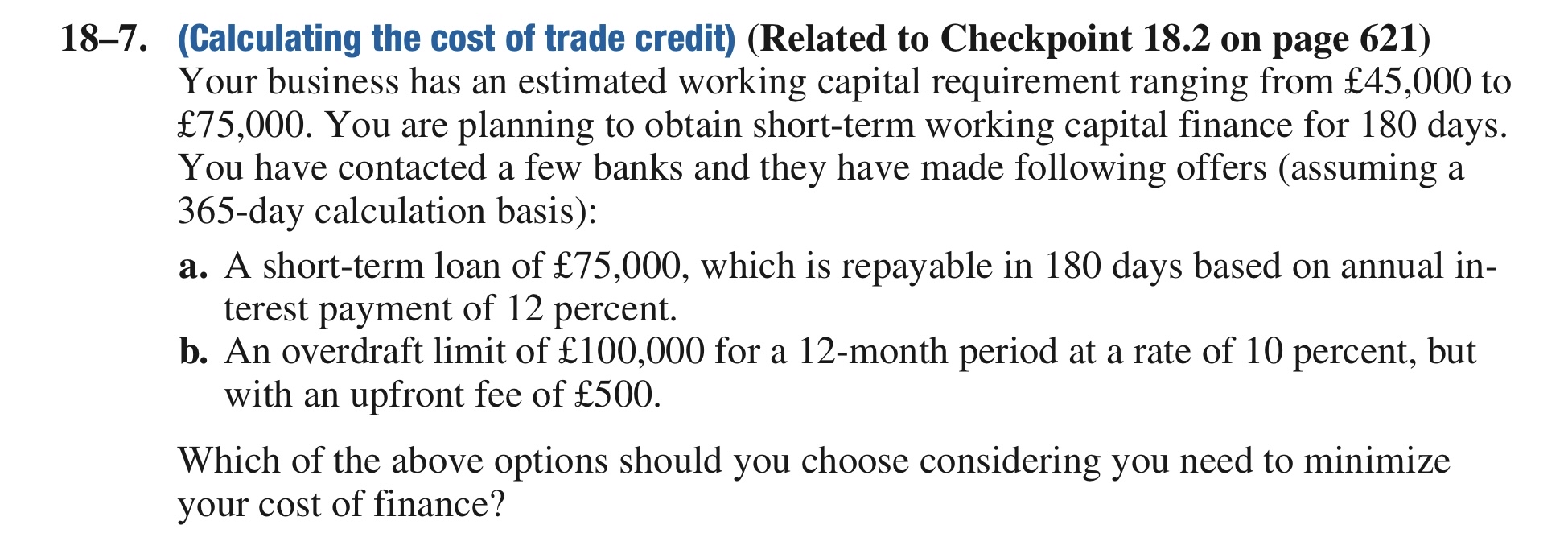 Solved 18-7. (Calculating the cost of trade credit) (Related | Chegg.com