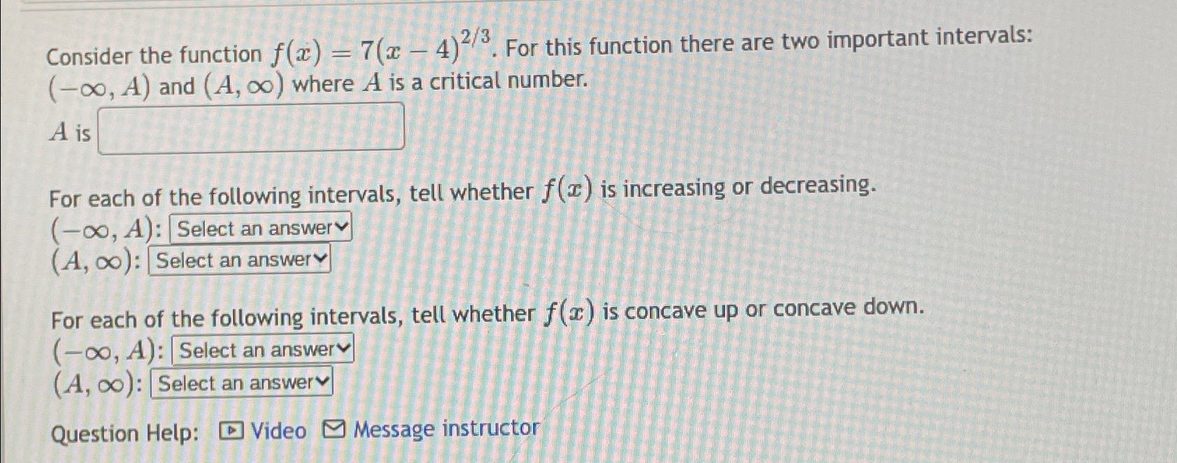 Solved Consider the function f(x)=7(x-4)23. ﻿For this | Chegg.com