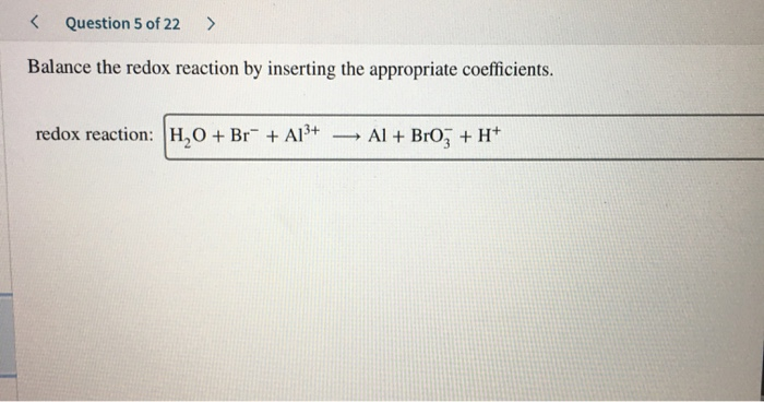 Solved Balance the redox reaction by | Chegg.com