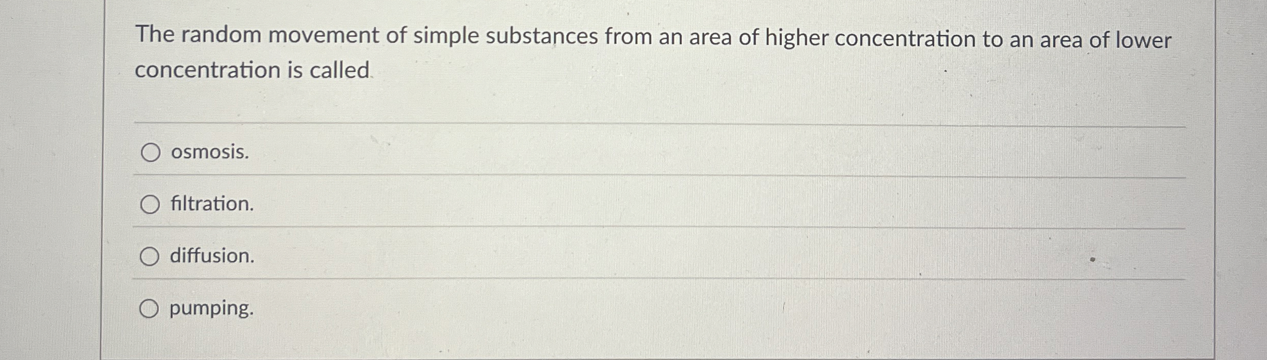 Solved The random movement of simple substances from an area | Chegg.com