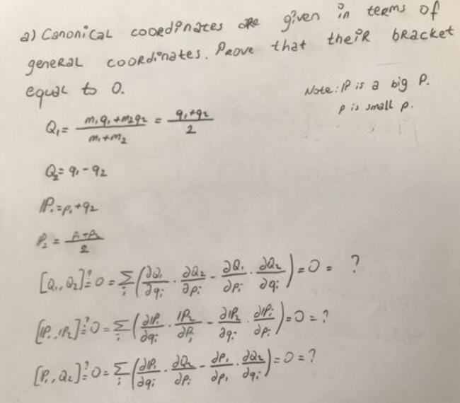 Solved in teams of their bracket a) Canonical coordinates | Chegg.com
