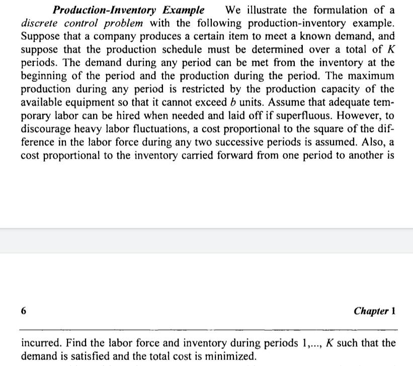 Solved Production-Inventory Example We illustrate the | Chegg.com