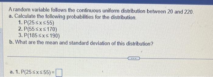 Solved A random variable follows the continuous uniform | Chegg.com