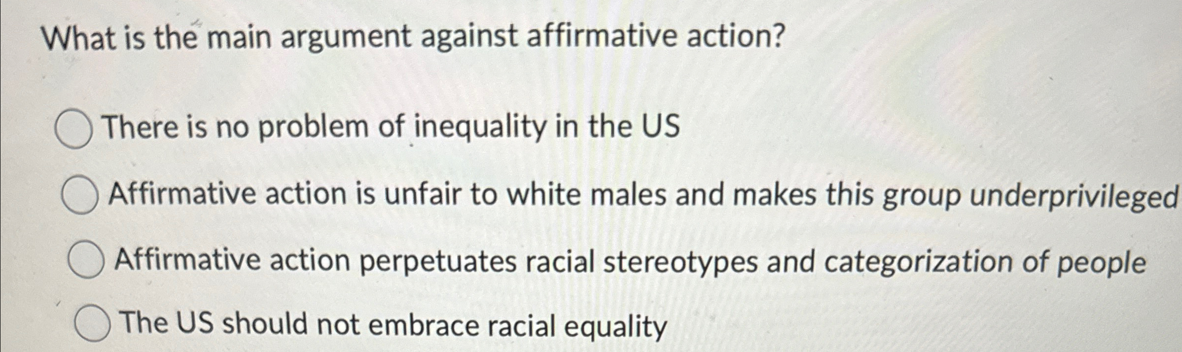 Solved What is the main argument against affirmative | Chegg.com