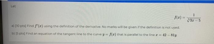 Solved f(x)=33x−51 a) hopts] Find f′(x) using the definition | Chegg.com