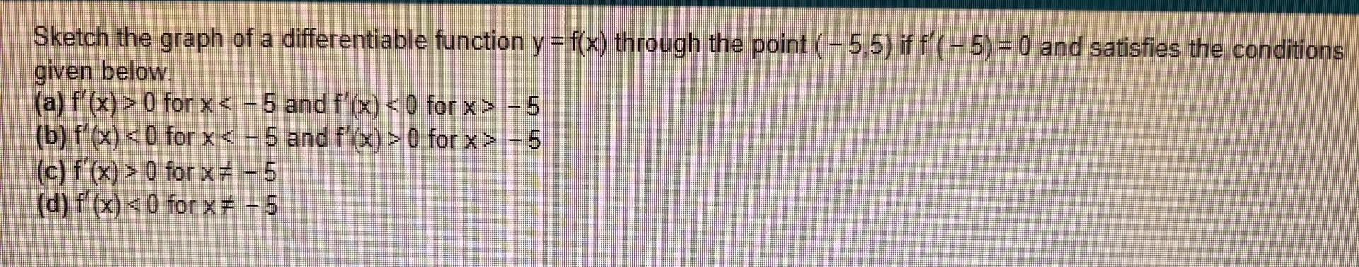 Solved Sketch the graph of a differentiable function y=f(x) | Chegg.com
