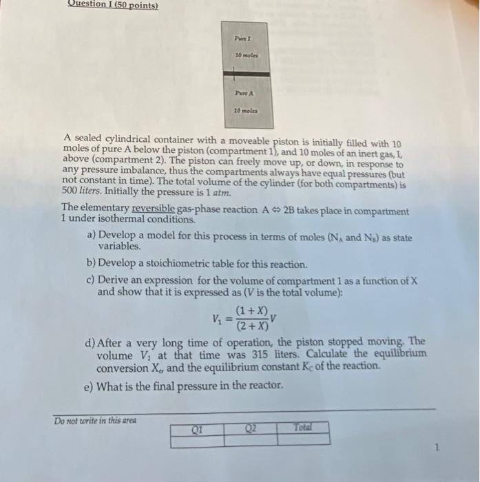 Solved A sealed cylindrical container with a moveable piston | Chegg.com