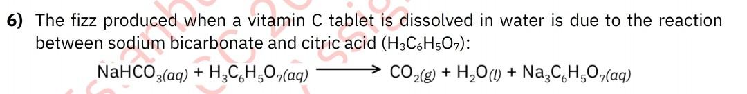 Solved The fizz produced when a vitamin C tablet is | Chegg.com