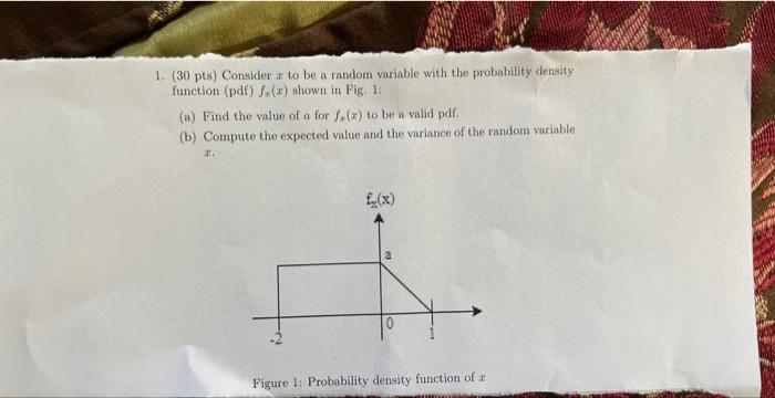 Solved 1. ( 30 pts) Consider x to be a random variable with | Chegg.com