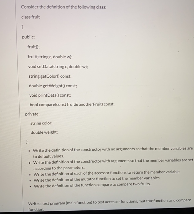 Solved Consider the definition of the following class: class | Chegg.com