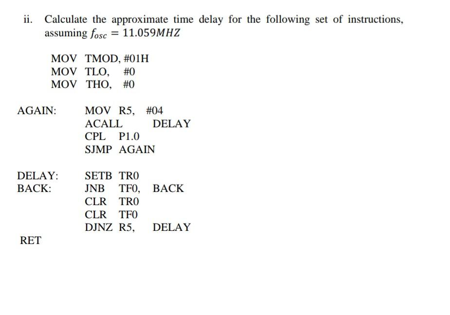 Solved ii. Calculate the approximate time delay for the | Chegg.com