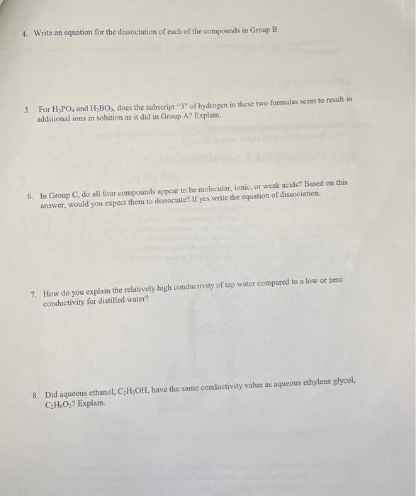 Solved 4. Write an equation for the dissociation of each of | Chegg.com