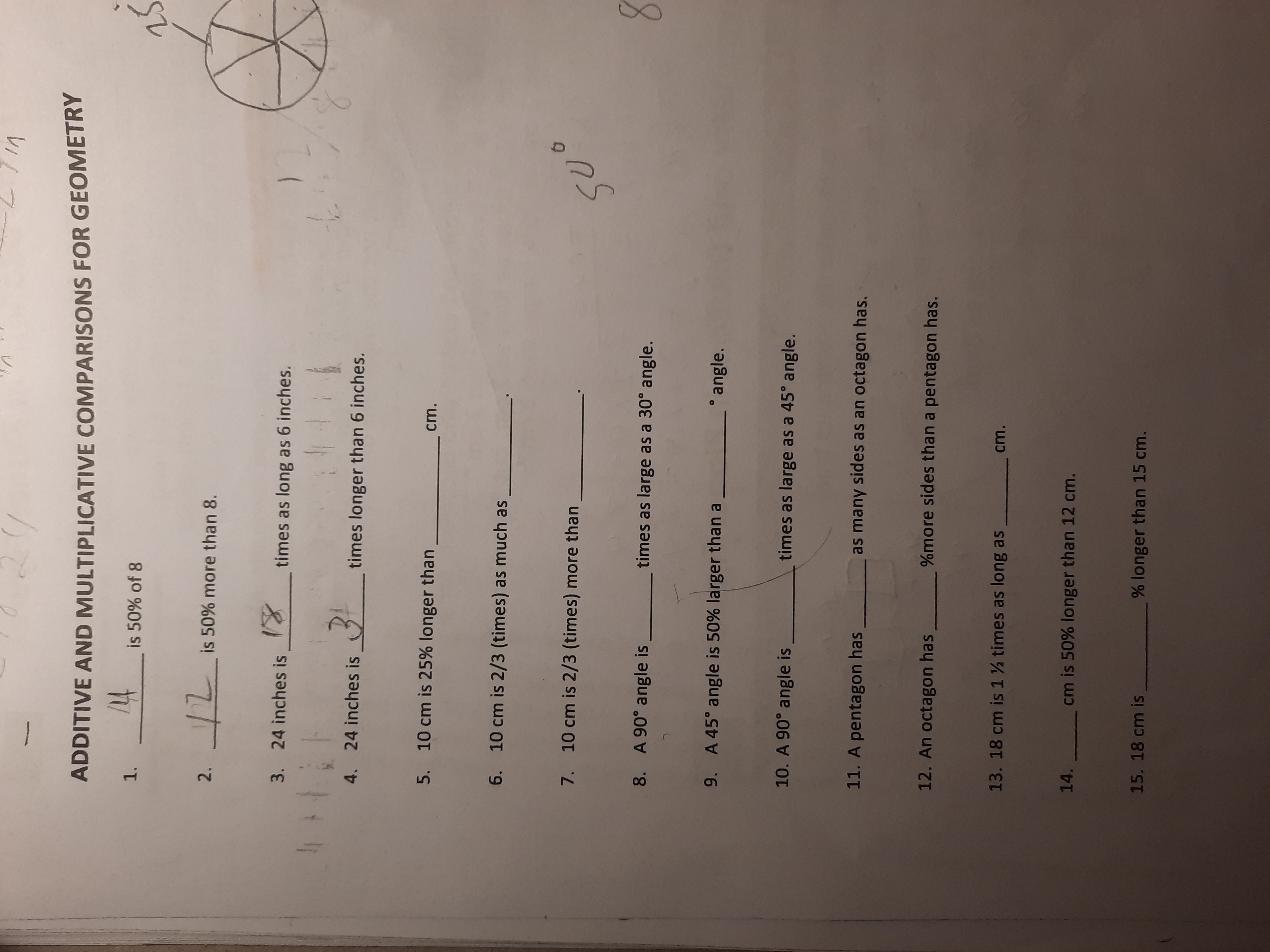 Solved ADDITIVE AND MULTIPLICATIVE COMPARISONS FOR | Chegg.com