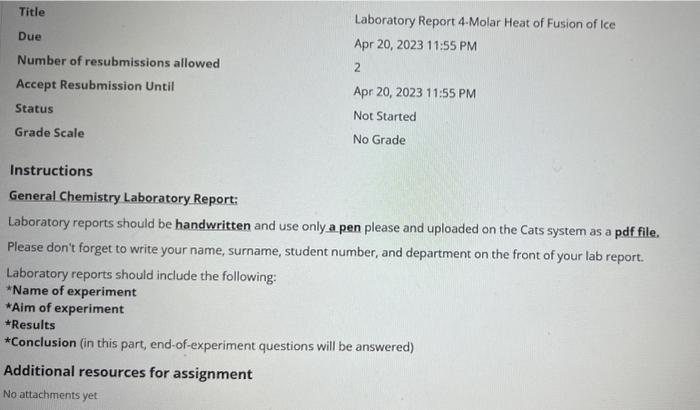 General Chemistry Laboratory Report: Laboratory | Chegg.com