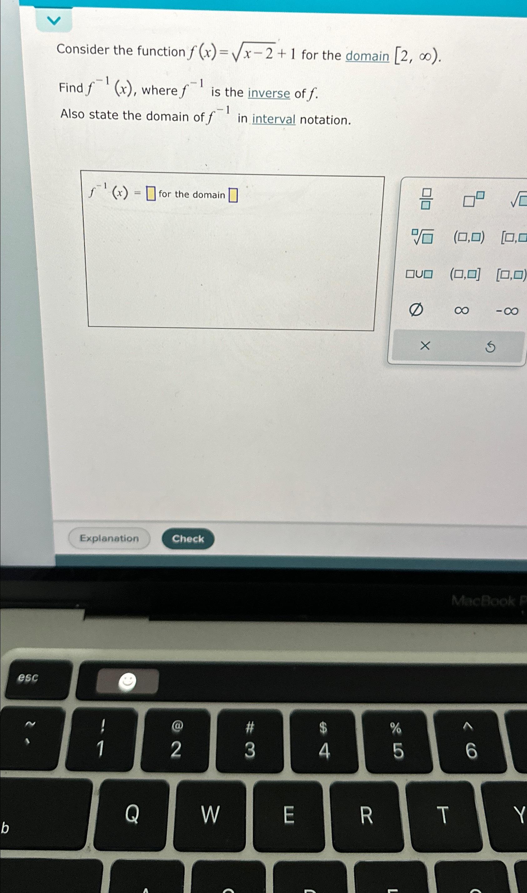 Solved Consider the function f(x)=x-22+1 ﻿for the domain | Chegg.com