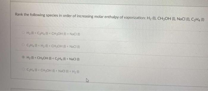 Solved Rank the following species in order of increasing | Chegg.com