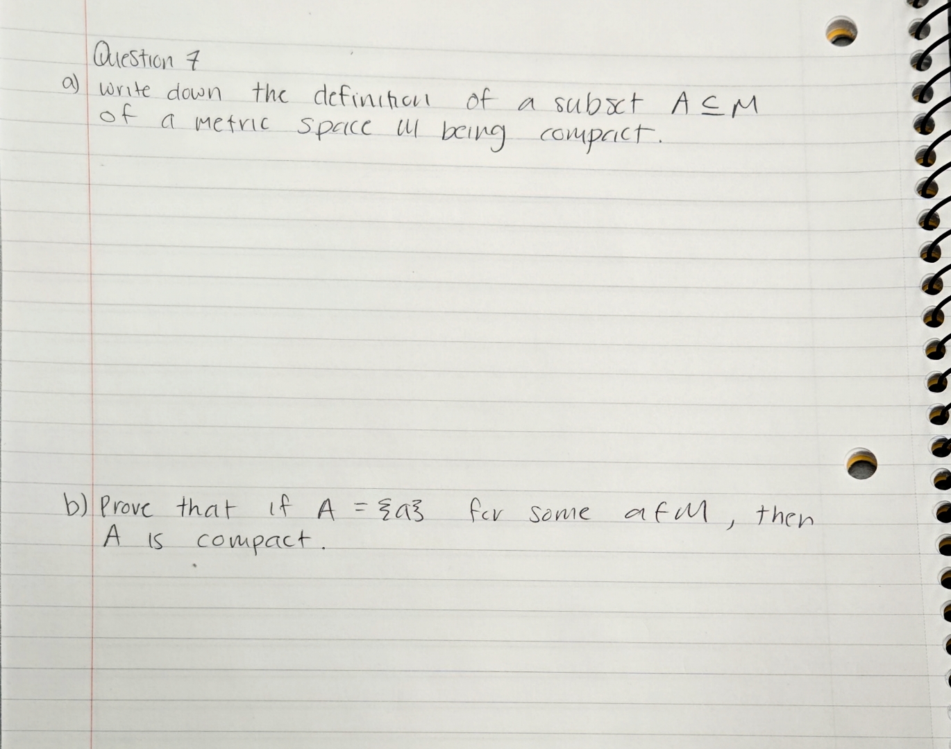 Solved Question 7a) ﻿Write down the definition of a subset | Chegg.com