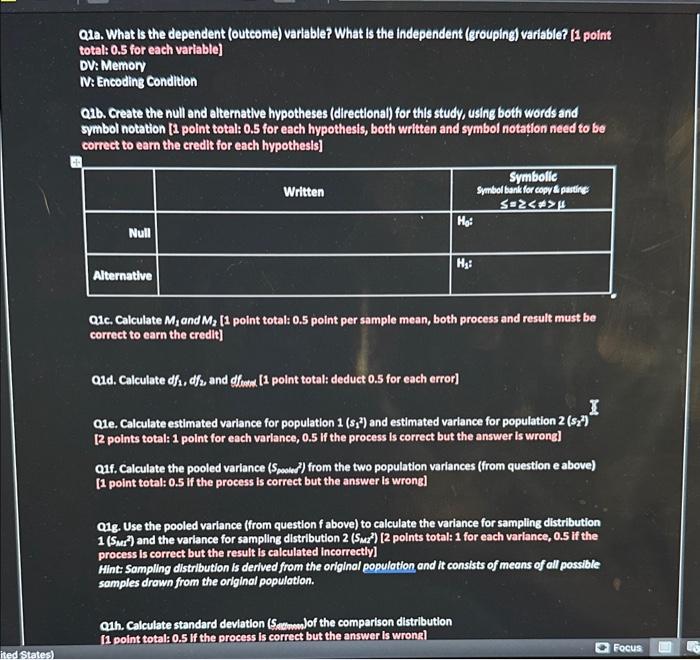 Solved Q1a. What is the dependent (outcome) variable? What | Chegg.com
