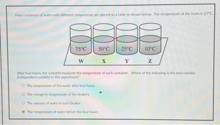 Solved Four containers of water with different temperature | Chegg.com