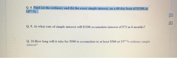 Solved Q. 8. Find (a) the ordinary and (b) the exact simple | Chegg.com