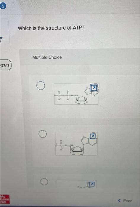 Solved Which is the structure of ATP? Multiple | Chegg.com