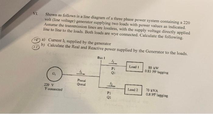 Solved VI. Shown as follows is a line diagram of a three | Chegg.com