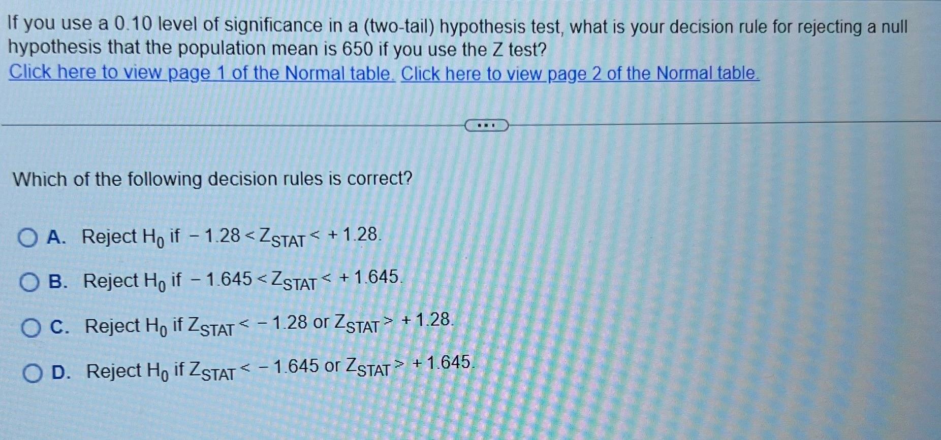 Solved If you use a 0.10 ﻿level of significance in a | Chegg.com