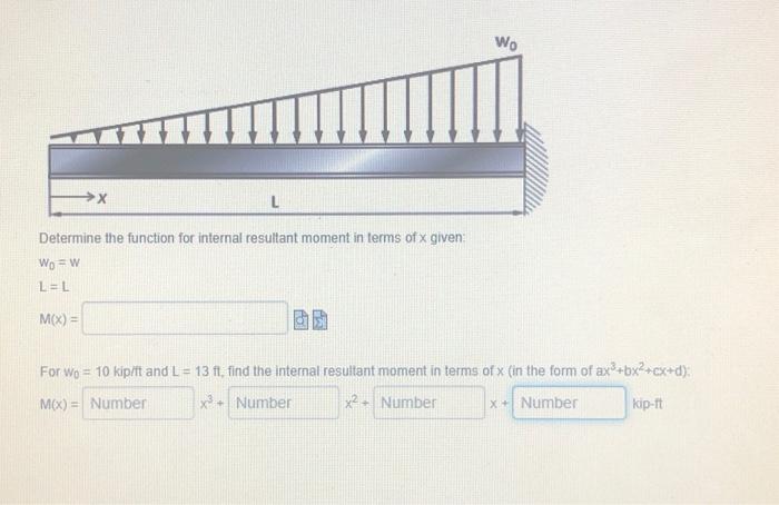 Solved Determine the function for internal resultant moment | Chegg.com