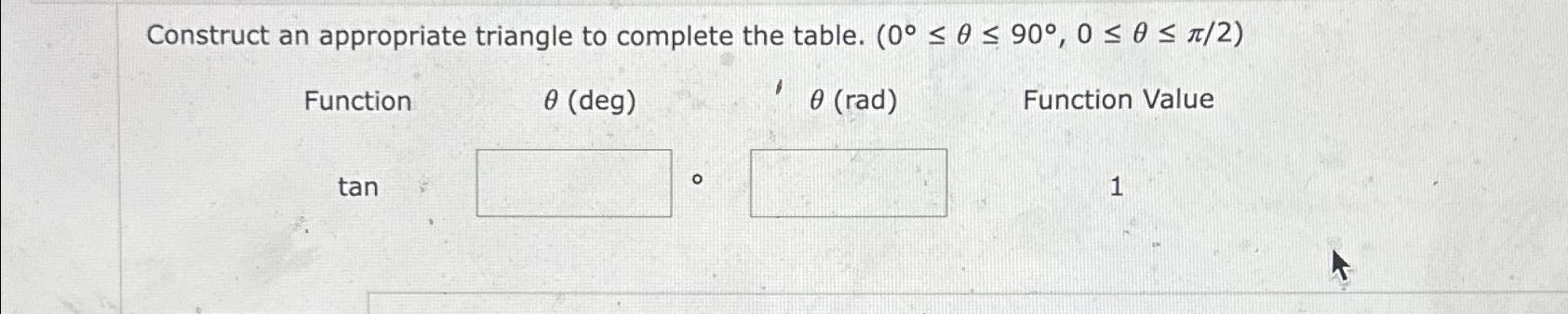 Solved Construct an appropriate triangle to complete the | Chegg.com