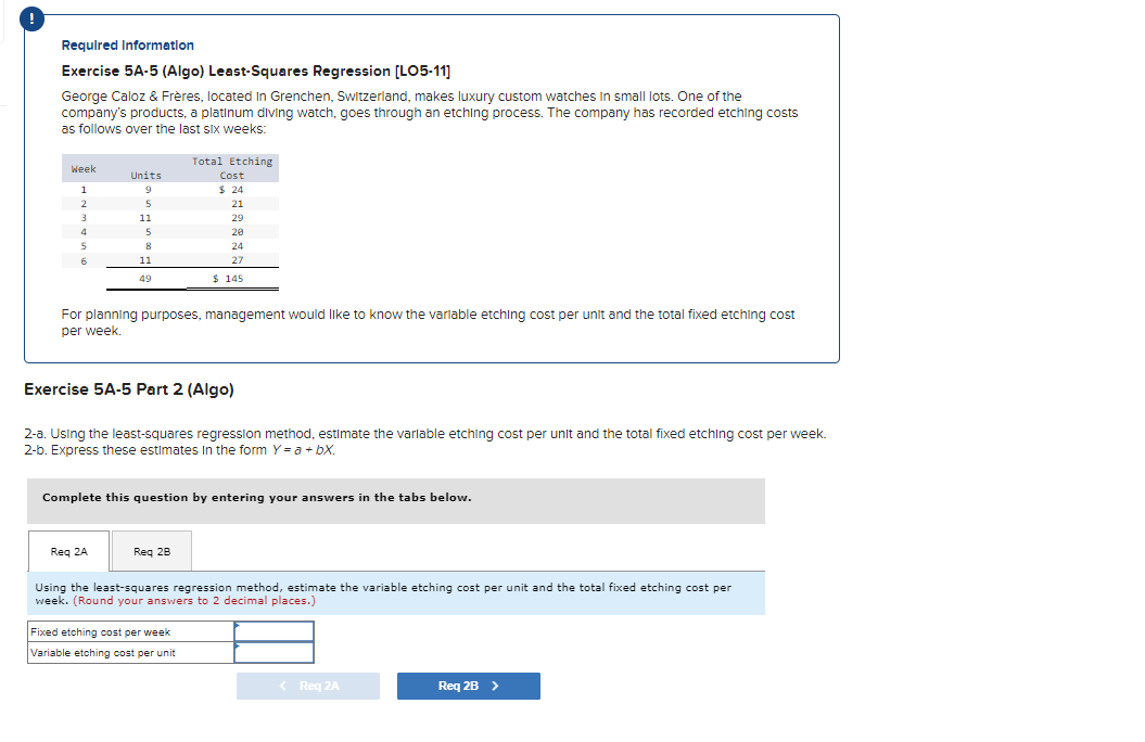 Solved Required InformationExercise 5A-5 (Algo) | Chegg.com Solved Required InformationExercise 5A-5 (Algo) | Chegg.com